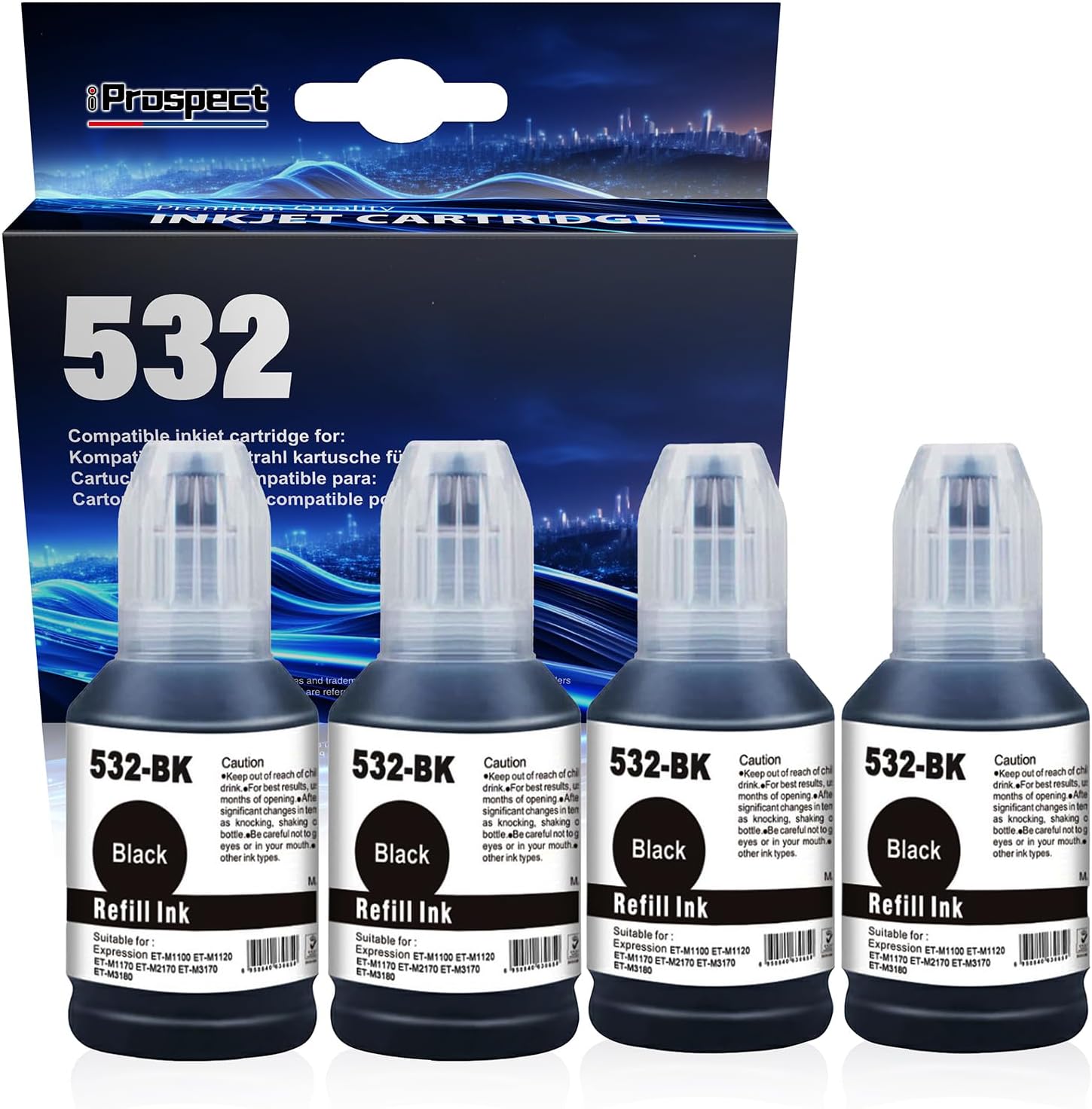 Amazon.com: iPROSPECT 532 T532 Ink Refill Bottles Compatible for ‎ET-M1100 ET-M1120 ET-M1170 ET ...