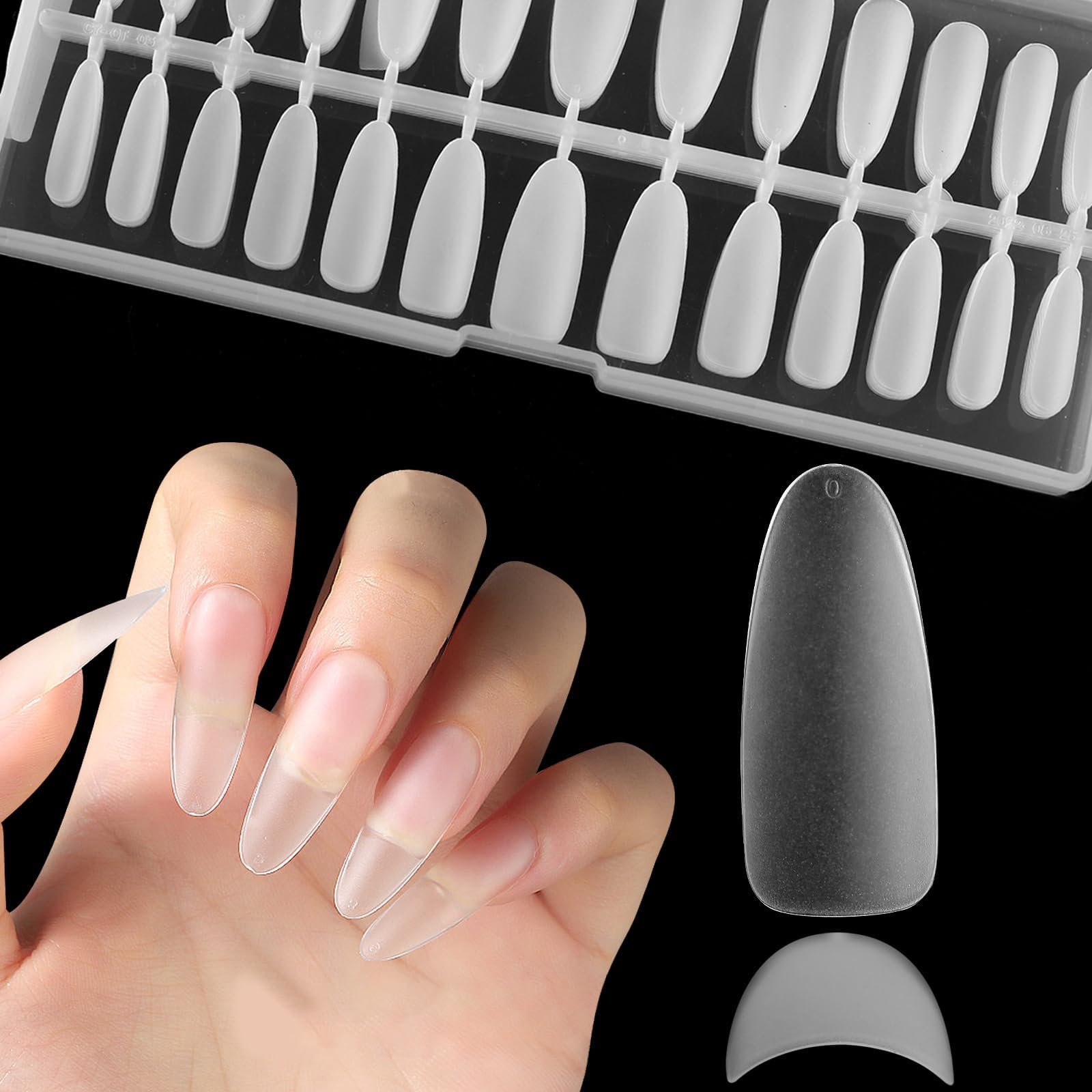 Amazon.com: LoveOurHome 600pc Medium Soft Gel Stiletto Nail Tips Full Cover Stiletto Almond Fake ...