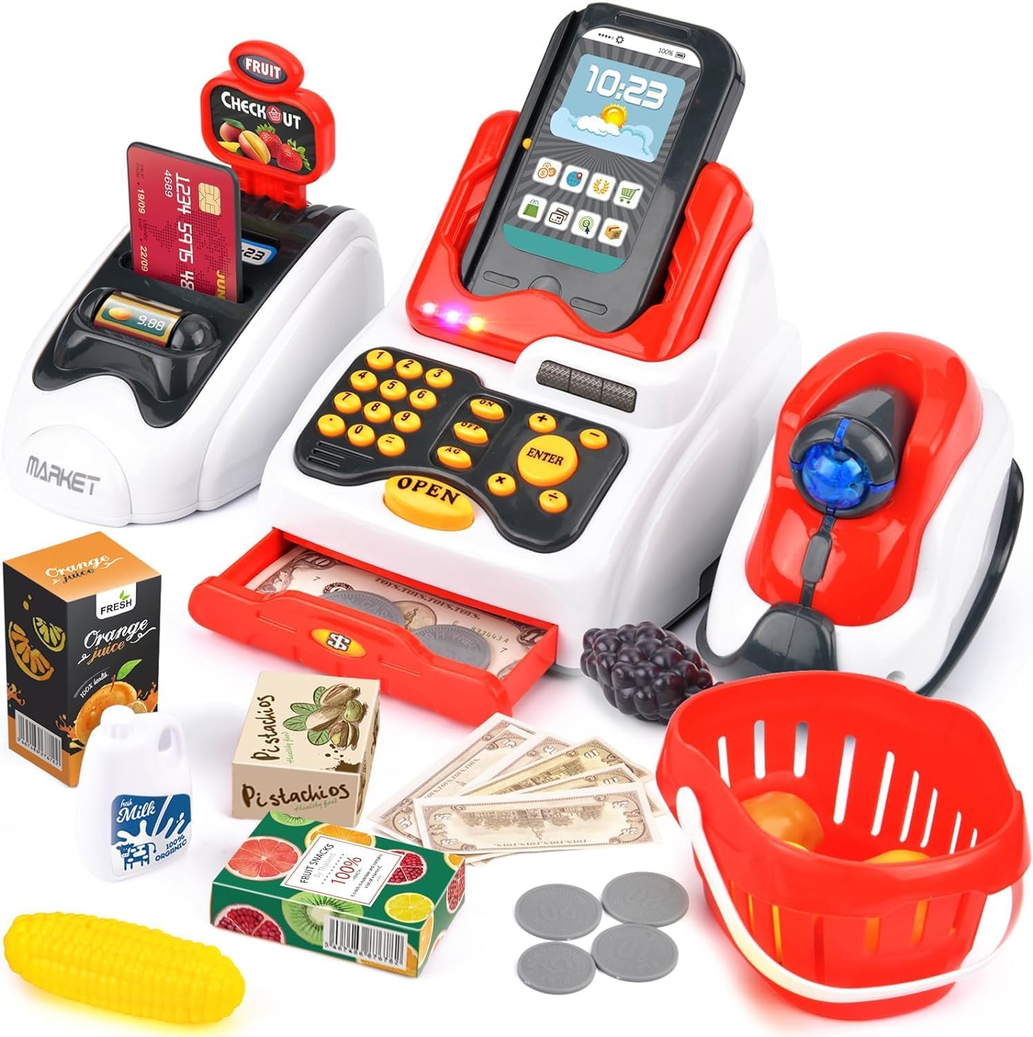 Amazon.com: Pretend Play Smart Cash Register Toy - Kids Cashier with ...