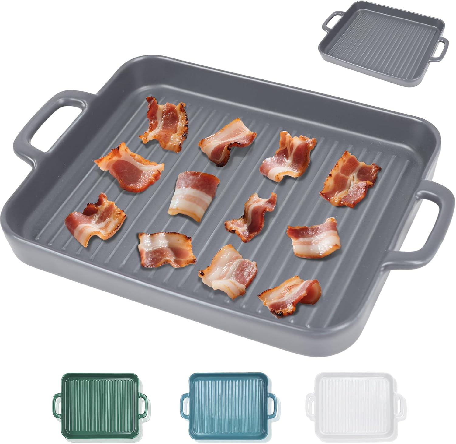 Amazon.com: Upgraded Gray Ceramic Bacon Cooker, Microwave-Safe Bacon ...