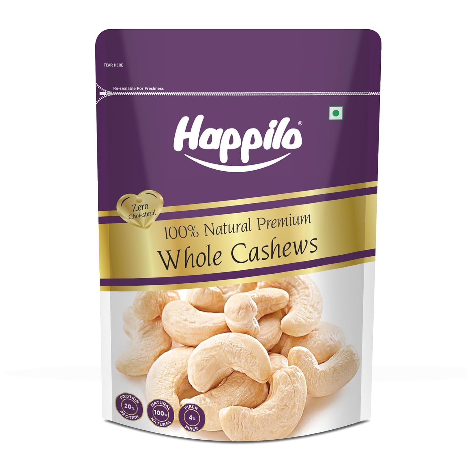 Happilo Premium Natural Whole Cashews 1 Kg Value Pack | Dry Fruits ...