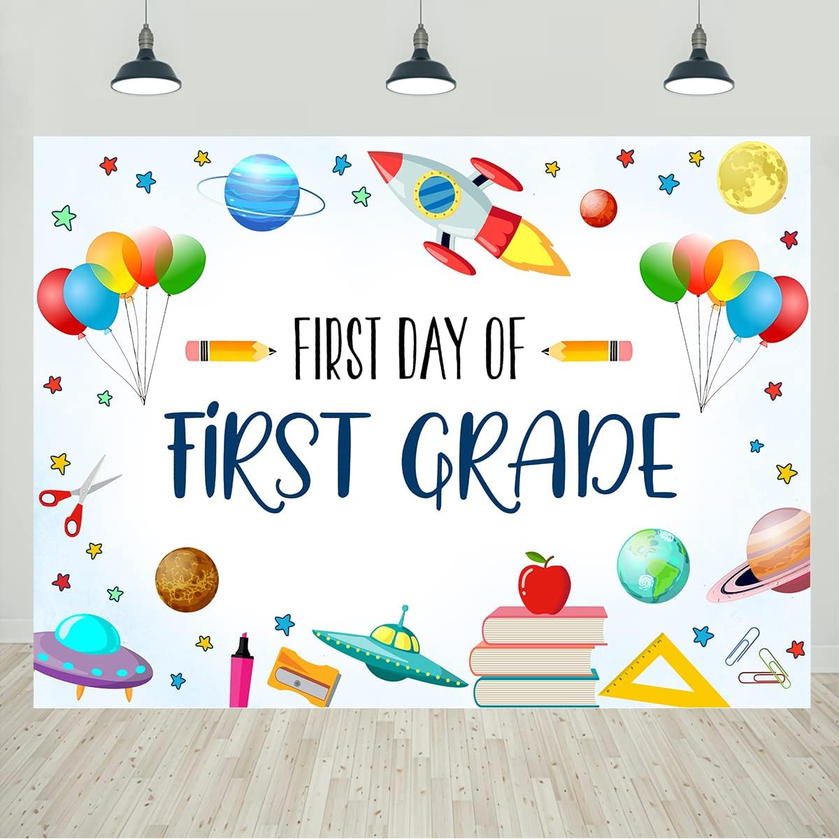 Amazon.com : Welcome Back to School Backdrop First Day of First Grade ...