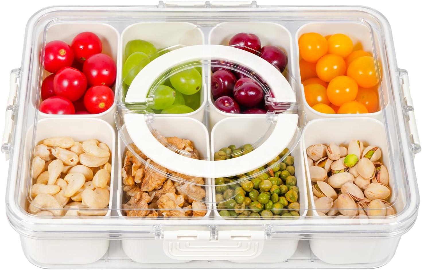 Amazon.com | Divided Serving Tray with Lid and Handle - Snacklebox 3 ...