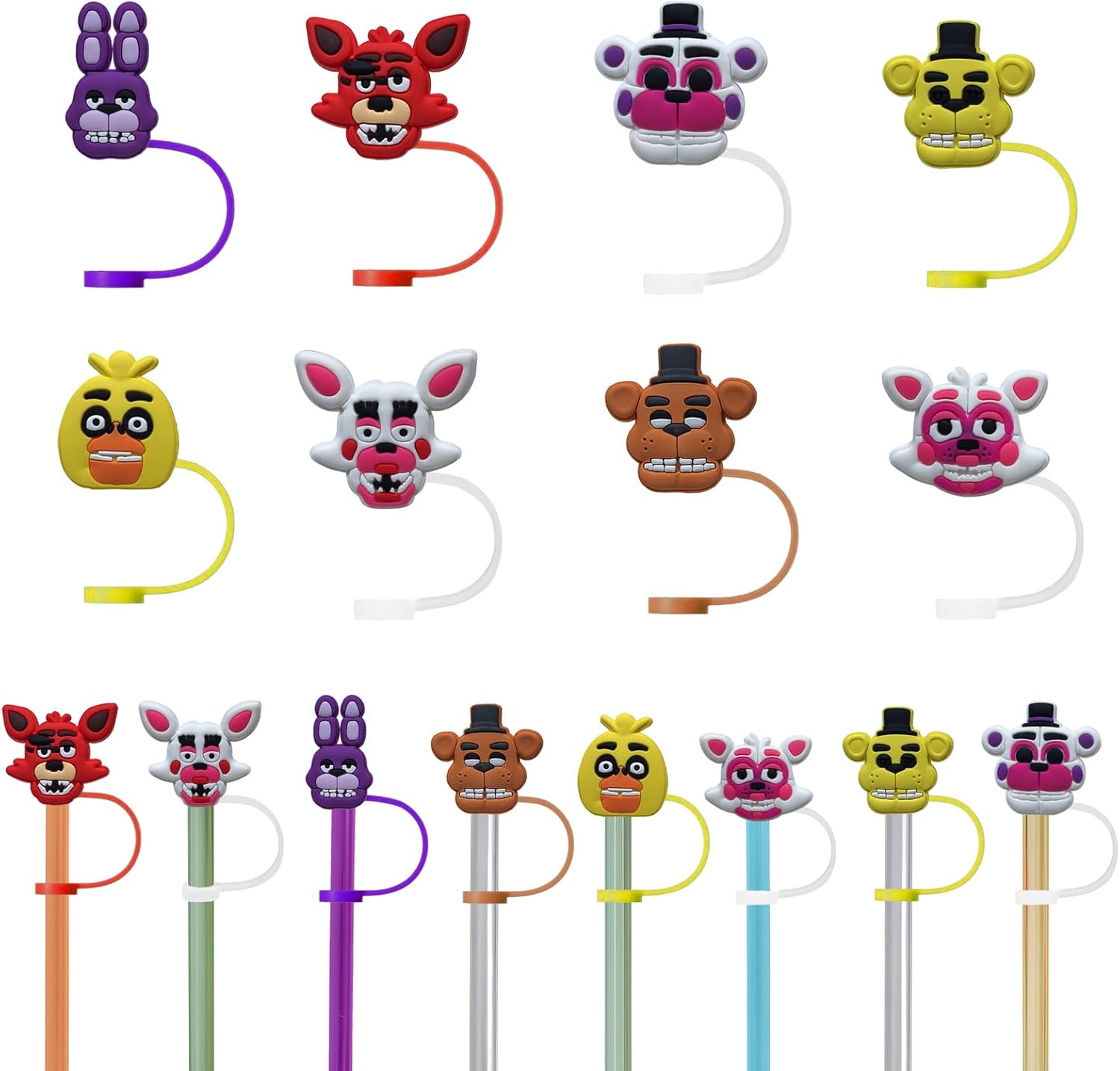 Amazon.com: Five Nights Bear Horror Straw Covers 8Pcs - Reusable ...