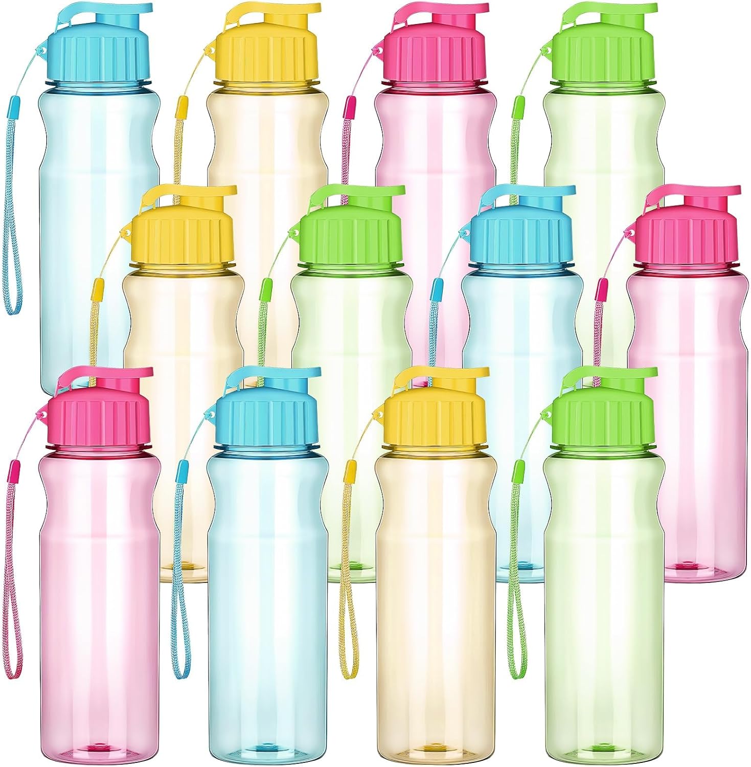 ASMIZ 12 Pcs Plastic Water Bottles for Kids Bulk, 500ml Reusable Sports ...