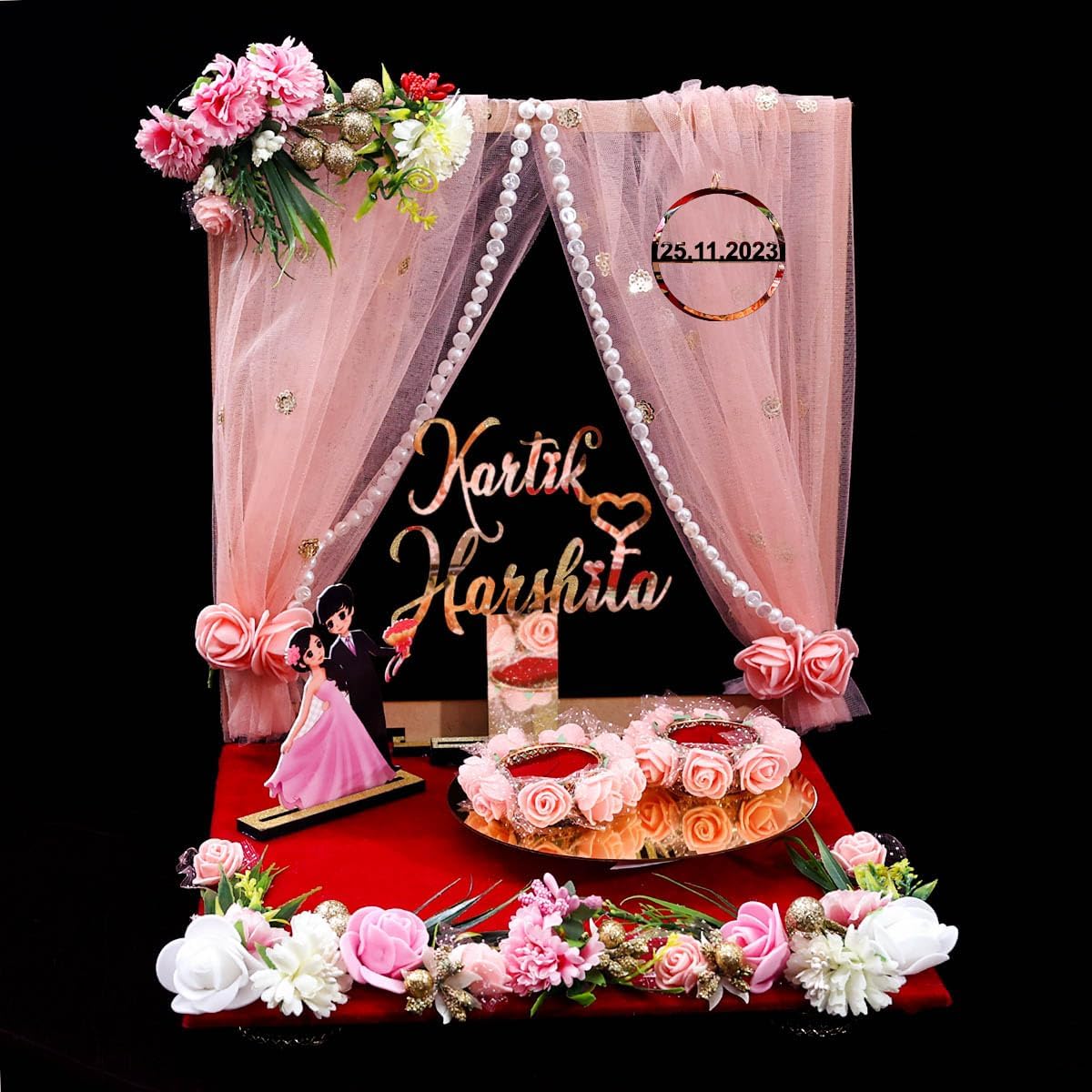 Buy It's a Match Wood Personalized Engagement Ring Tray, Ring Plate ...