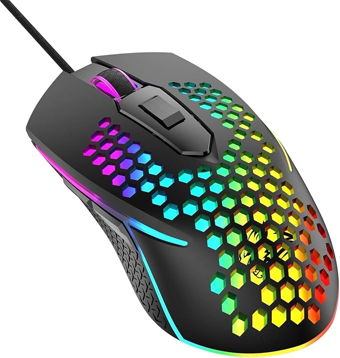 Wired RGB Colourful Honeycomb Cave Gaming Mouse - 3200 DPI USB With ...
