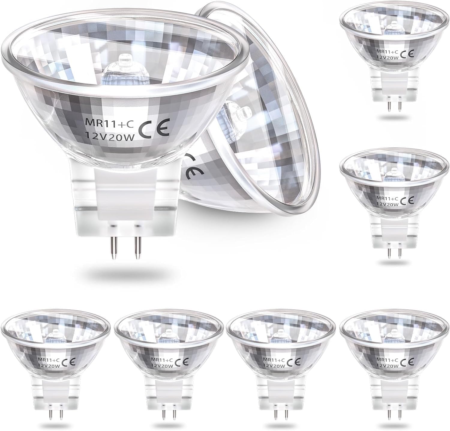2 Pack Clear MR11 12Volt 20Watt G4 Bi-Pin Base, Precision Halogen ...