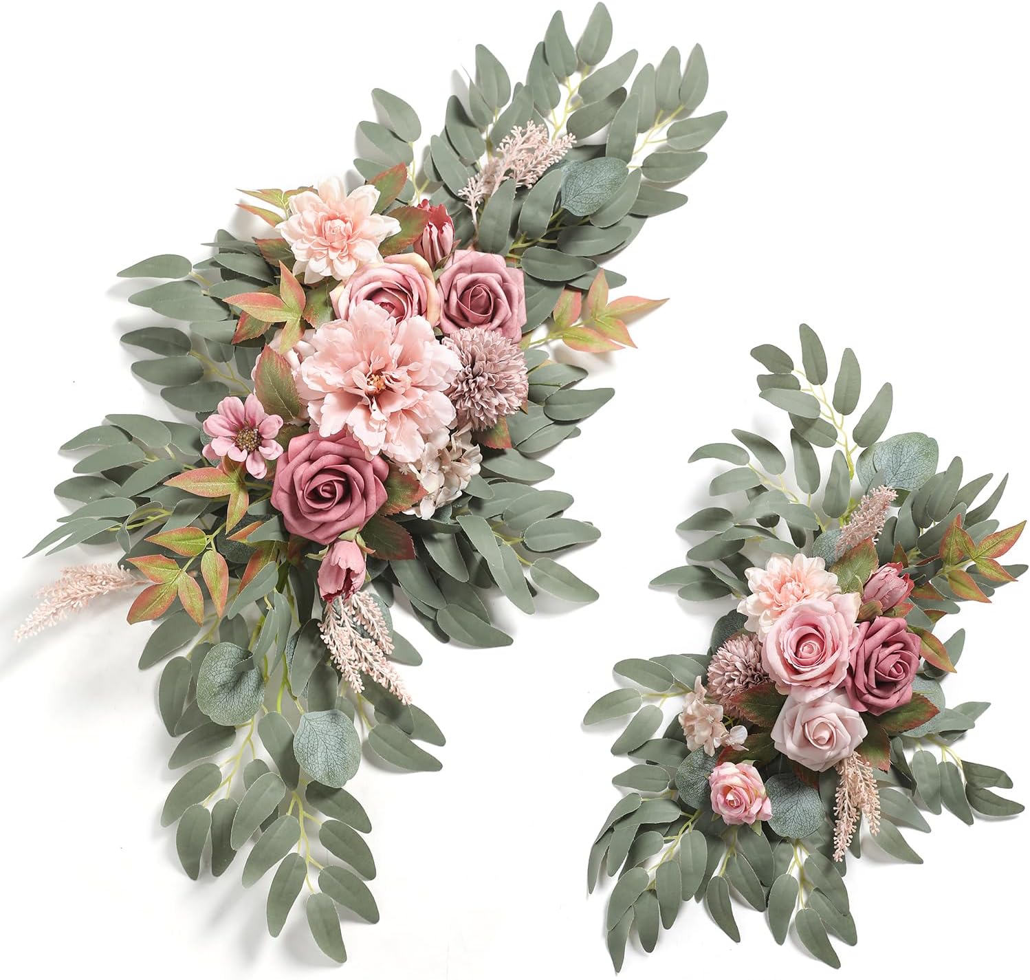 Amazon.com: rongflower Dusty Pink Artificial Wedding Arch Flowers Swag ...