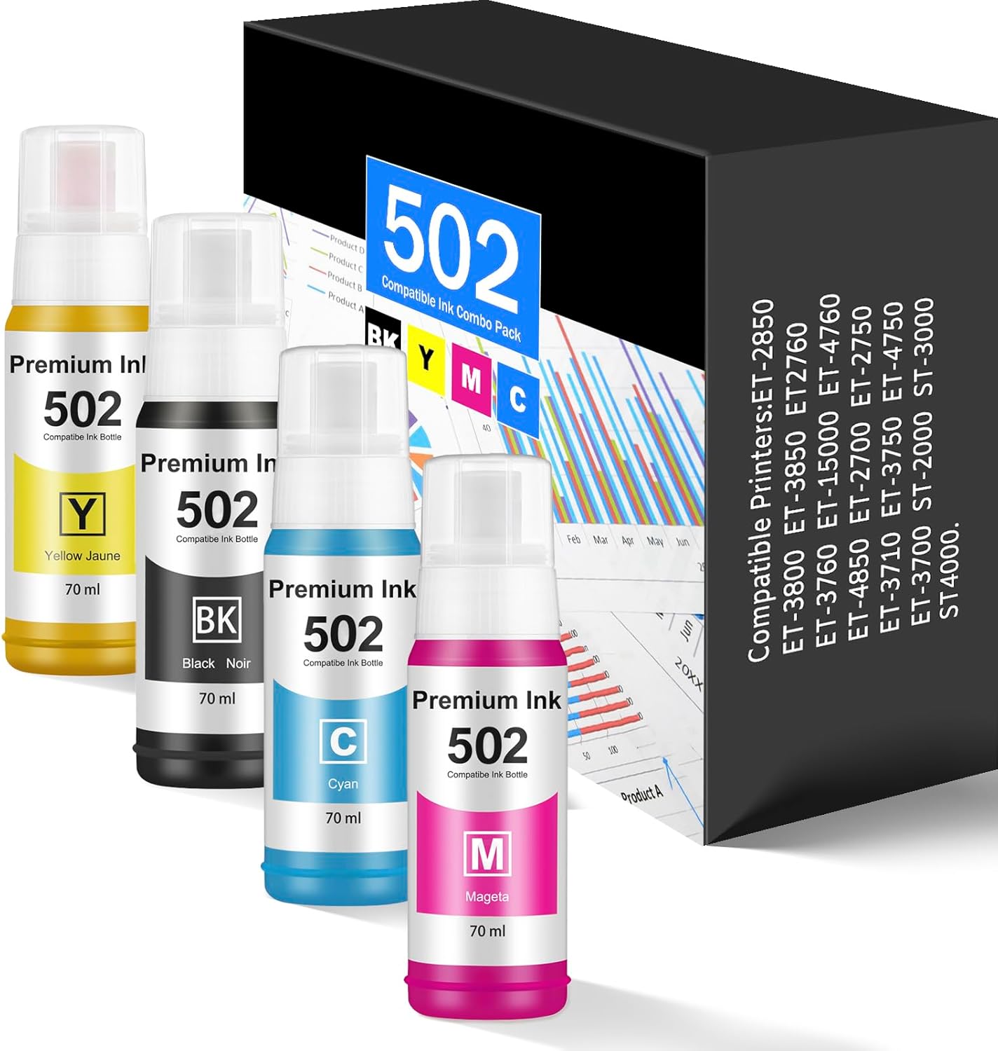 Amazon.com: 502 Ink Refill Bottles for Epson - EcoTank ET-2760 ET-2850 ...