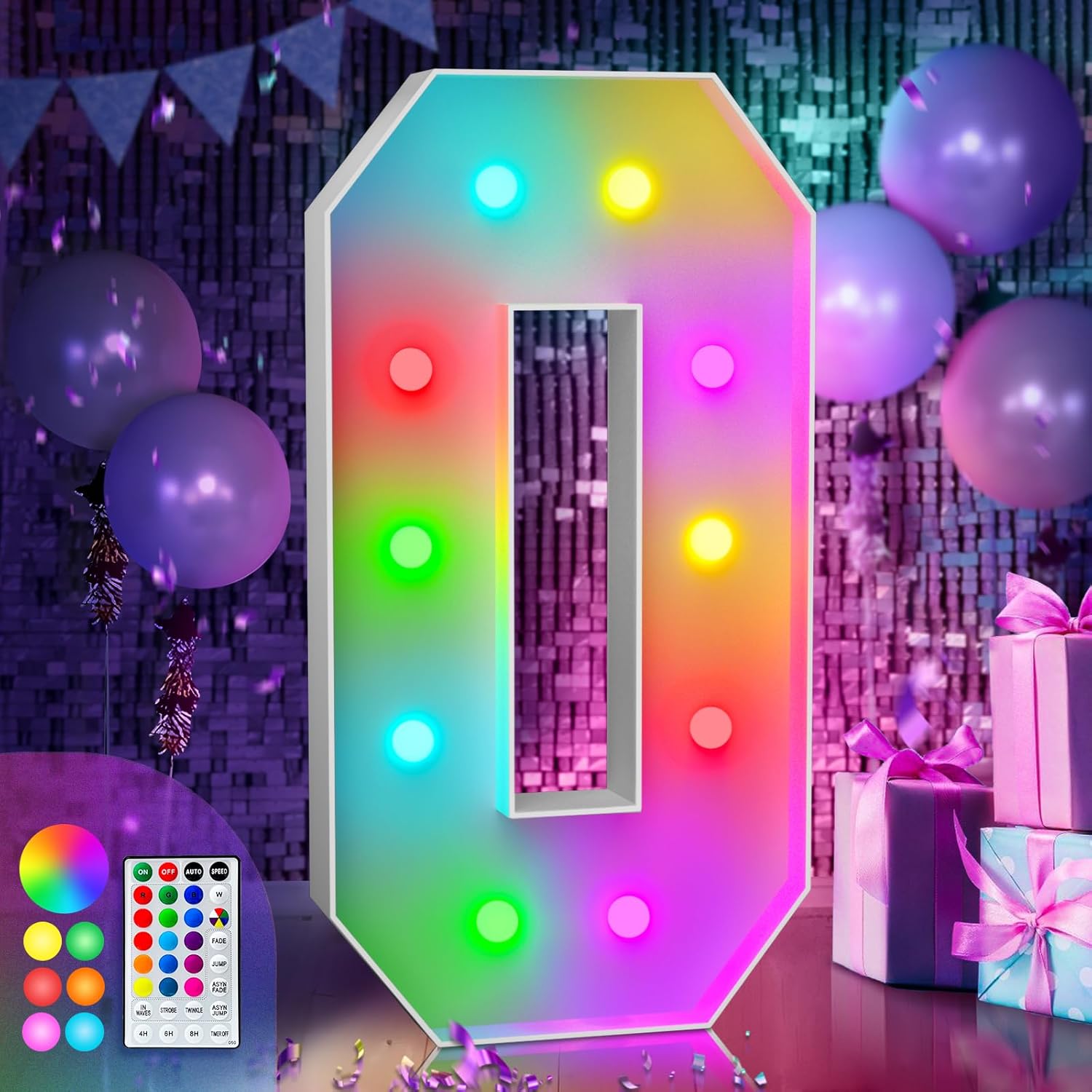 Amazon.com: imprsv 4FT Colorful Marquee Light Up Numbers,18 Colors ...