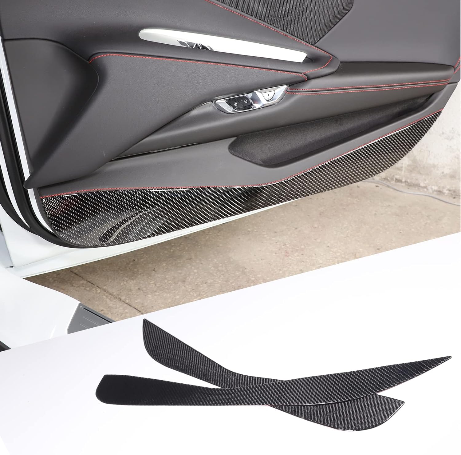 Amazon.com: Real Carbon Fiber Car Door Anti Kick Panel Trim Sticker ...