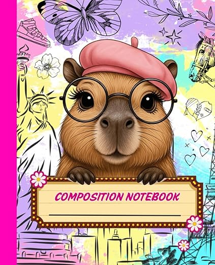 Amazon.com: Cute Capybara Wide Ruled Composition Notebook for Girls ...