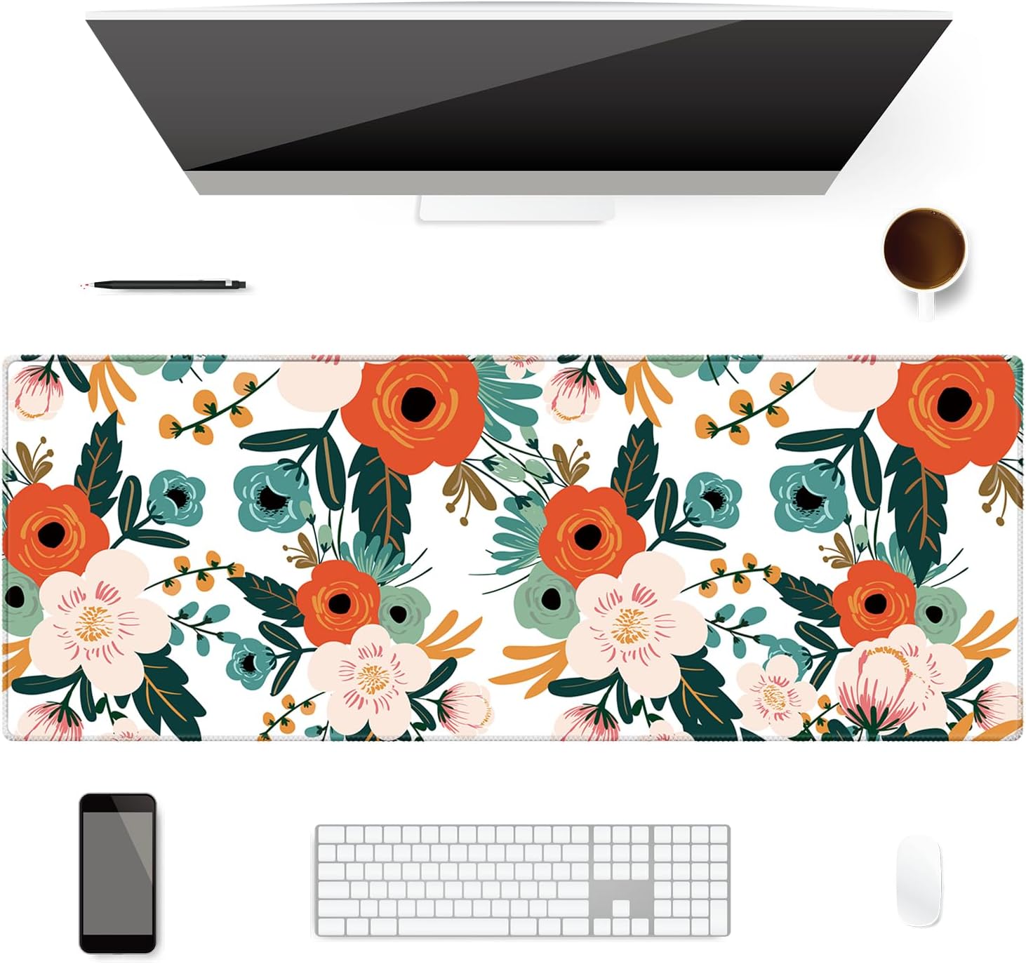 Amazon.com : Palm Leaves Gaming Mouse Pad, Gold Line Extended Large ...