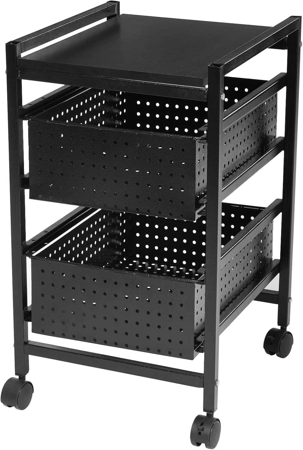 Amazon.com: File Storage Cart 2 Drawers Metal Rolling Cart Organizer ...