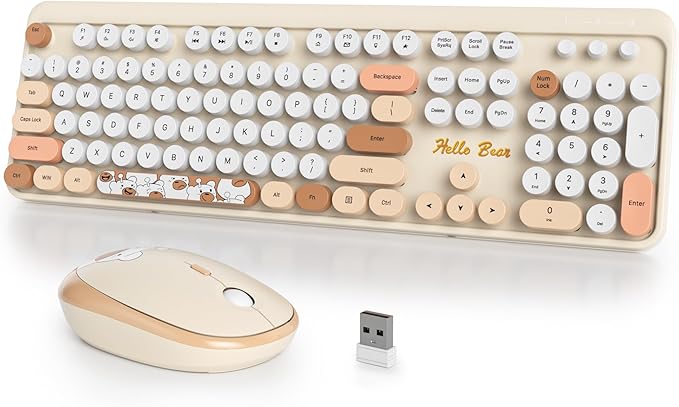 Amazon.com: iTastatur Typewriter Wireless Keyboard and Mouse Combo,2.4G ...