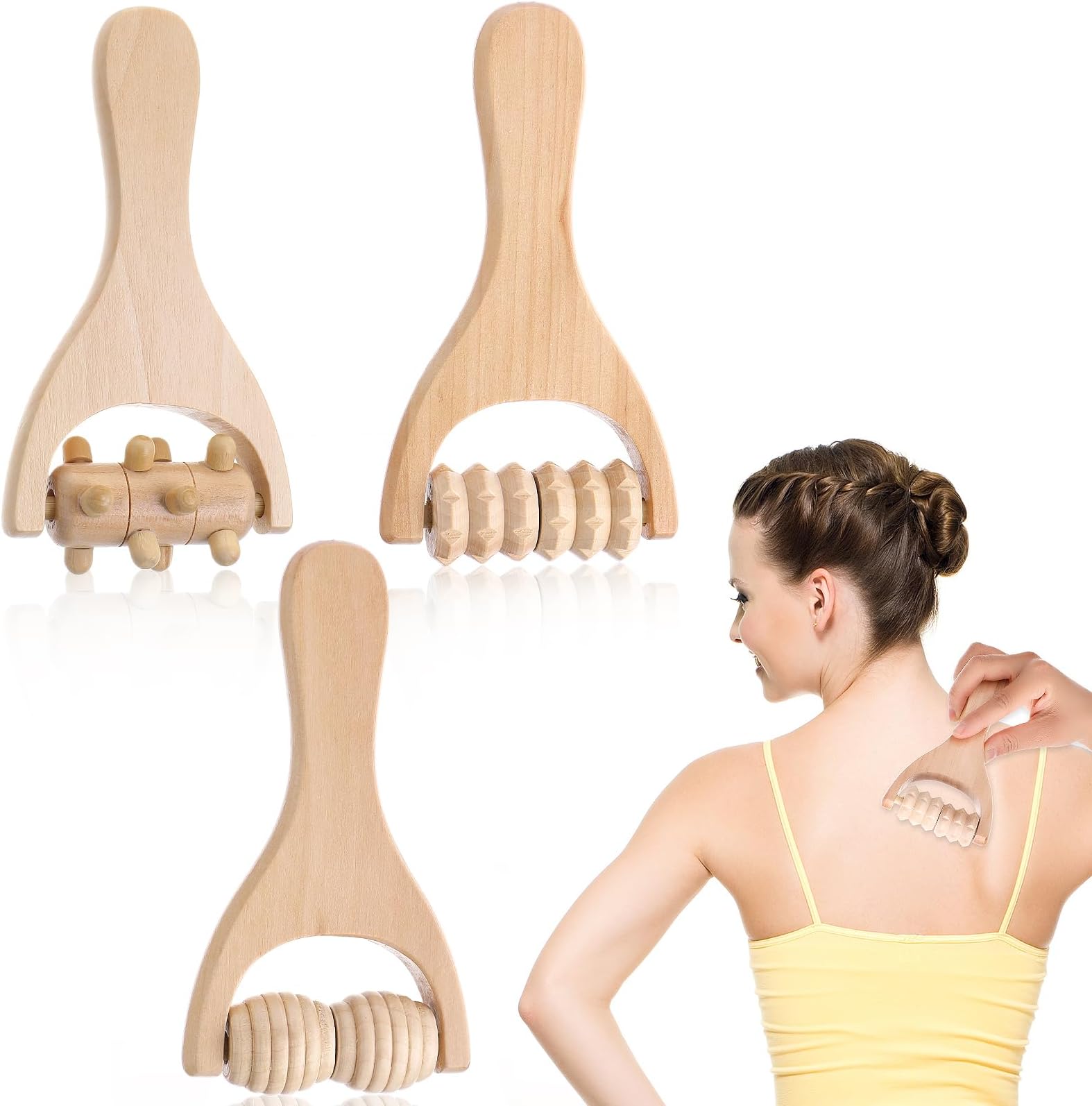 Amazon.com: 3Pcs Wood Therapy Massage Tools Wooden Massage Rollers ...