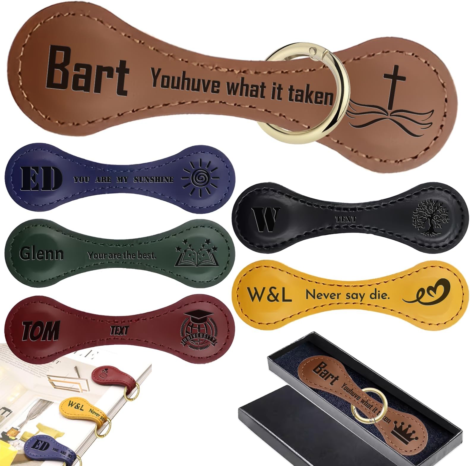 Personalized Magnetic Leather Bookmark, Custom Magnetic Bookmarks for ...