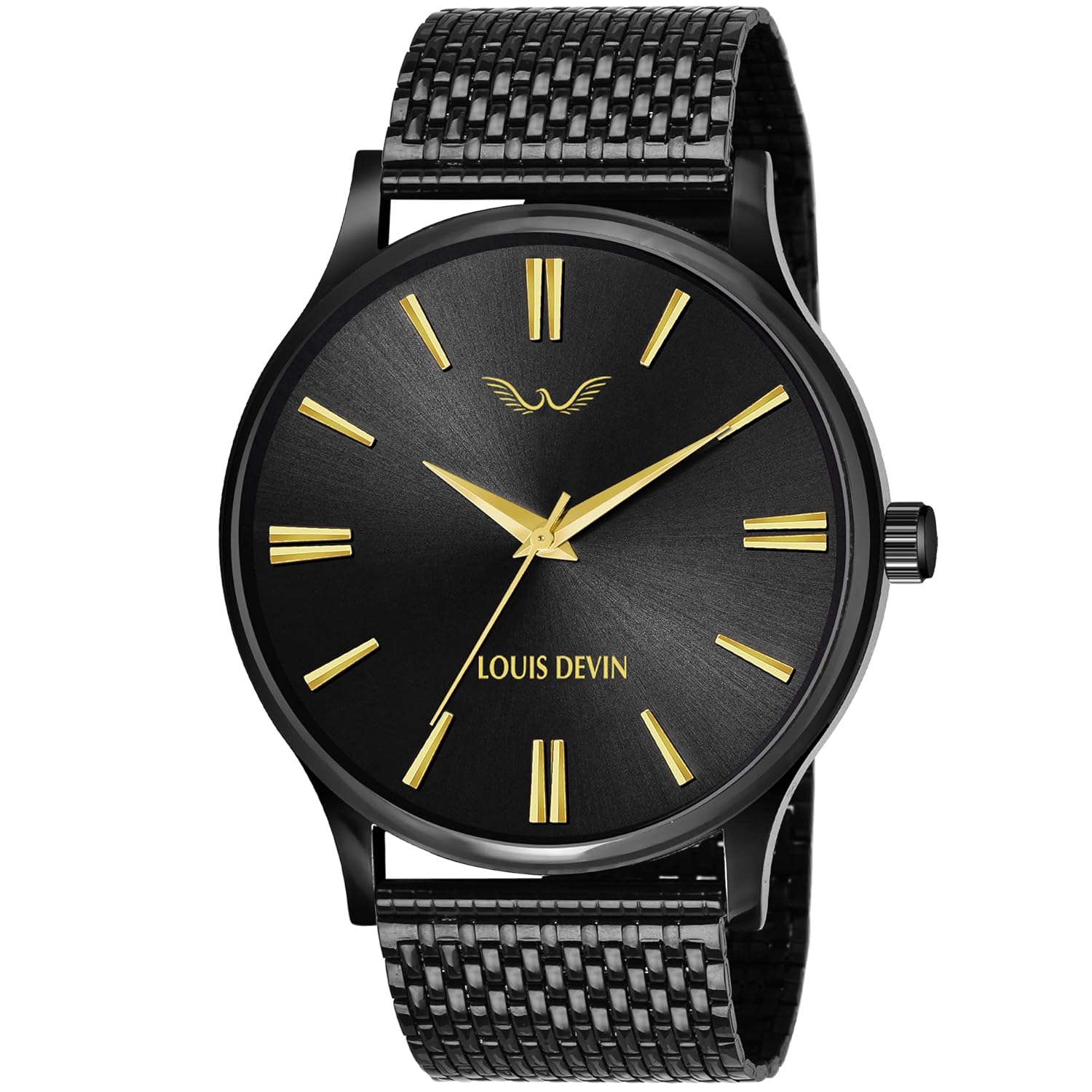 Buy LOUIS DEVIN LD-BK047-GLDBLK Black Metal Chain Analog Wrist Watch ...