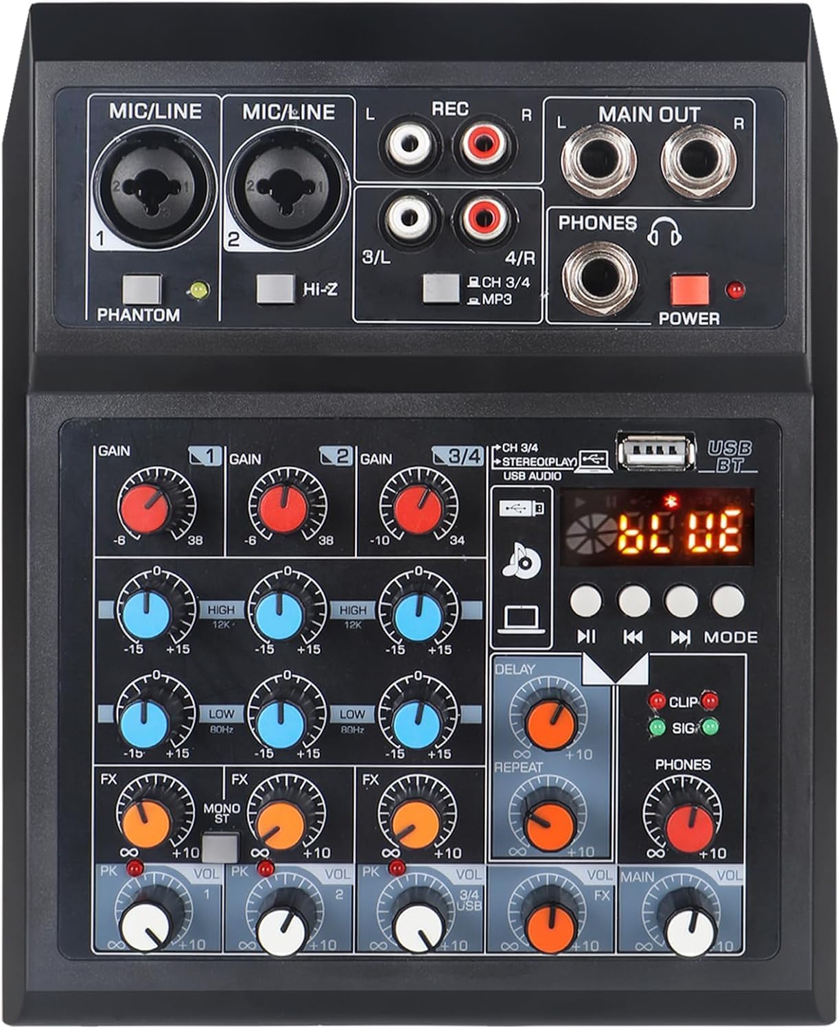 Amazon.com: 4 Channel Audio Mixer, DJ Mixers Sound Board with Bluetooth ...