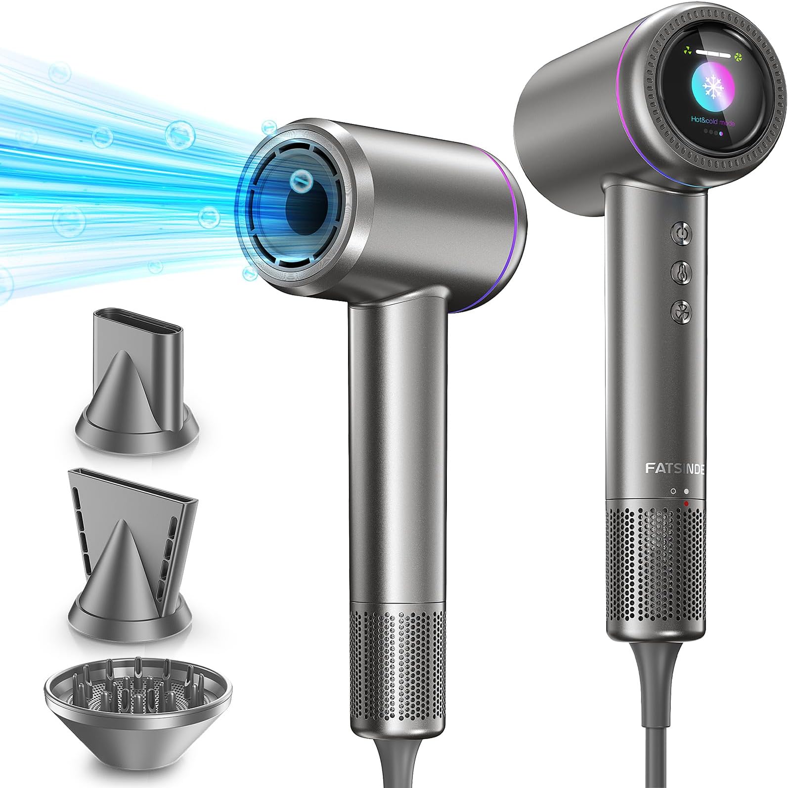 Amazon.com : Hair Dryer with Diffuser, Ionic 1600W Brushless Motor Blow ...
