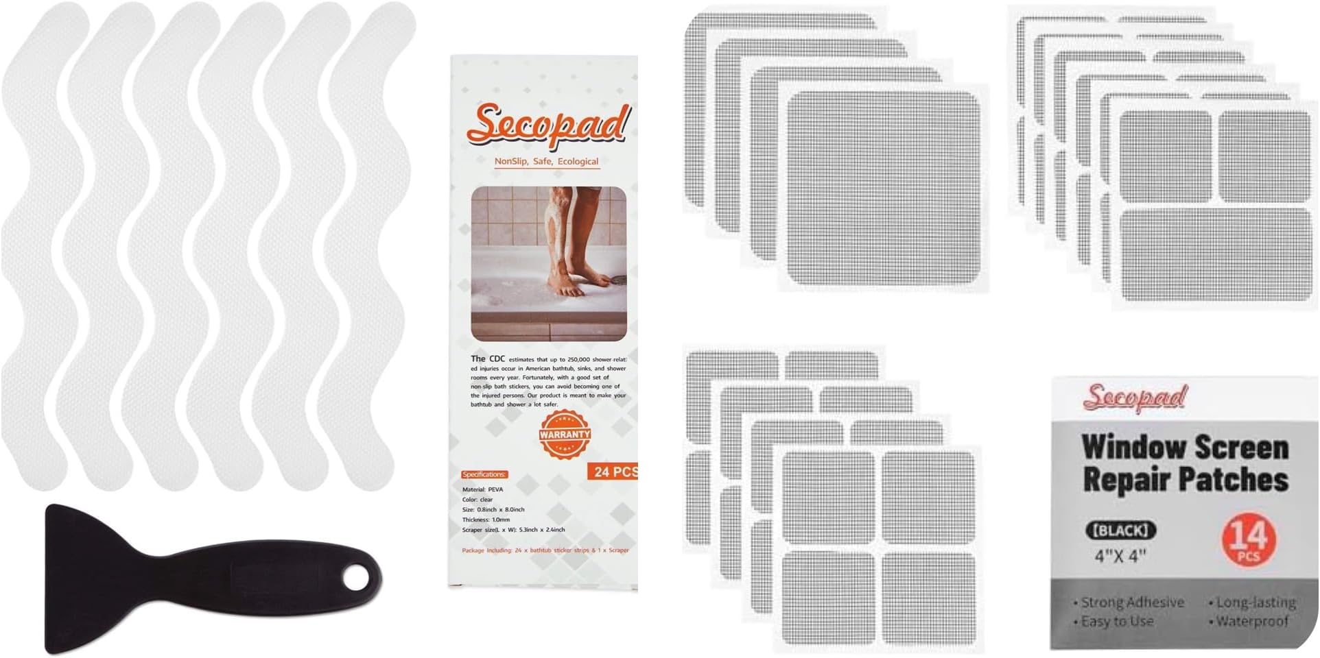 Amazon.com: Secopad 24 PCS Patented Anti Slip Shower Stickers and 14 ...