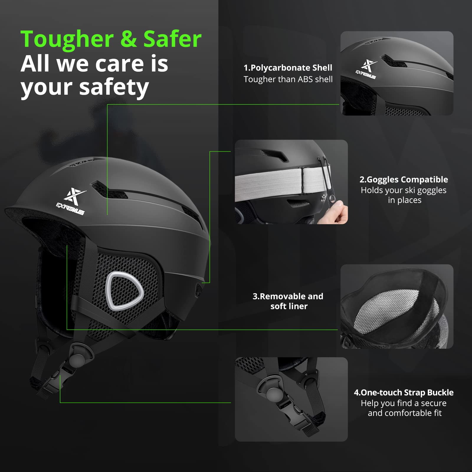 Snapklik.com : Extremus Snow Bound Ski Helmet - Impact Resistance ...