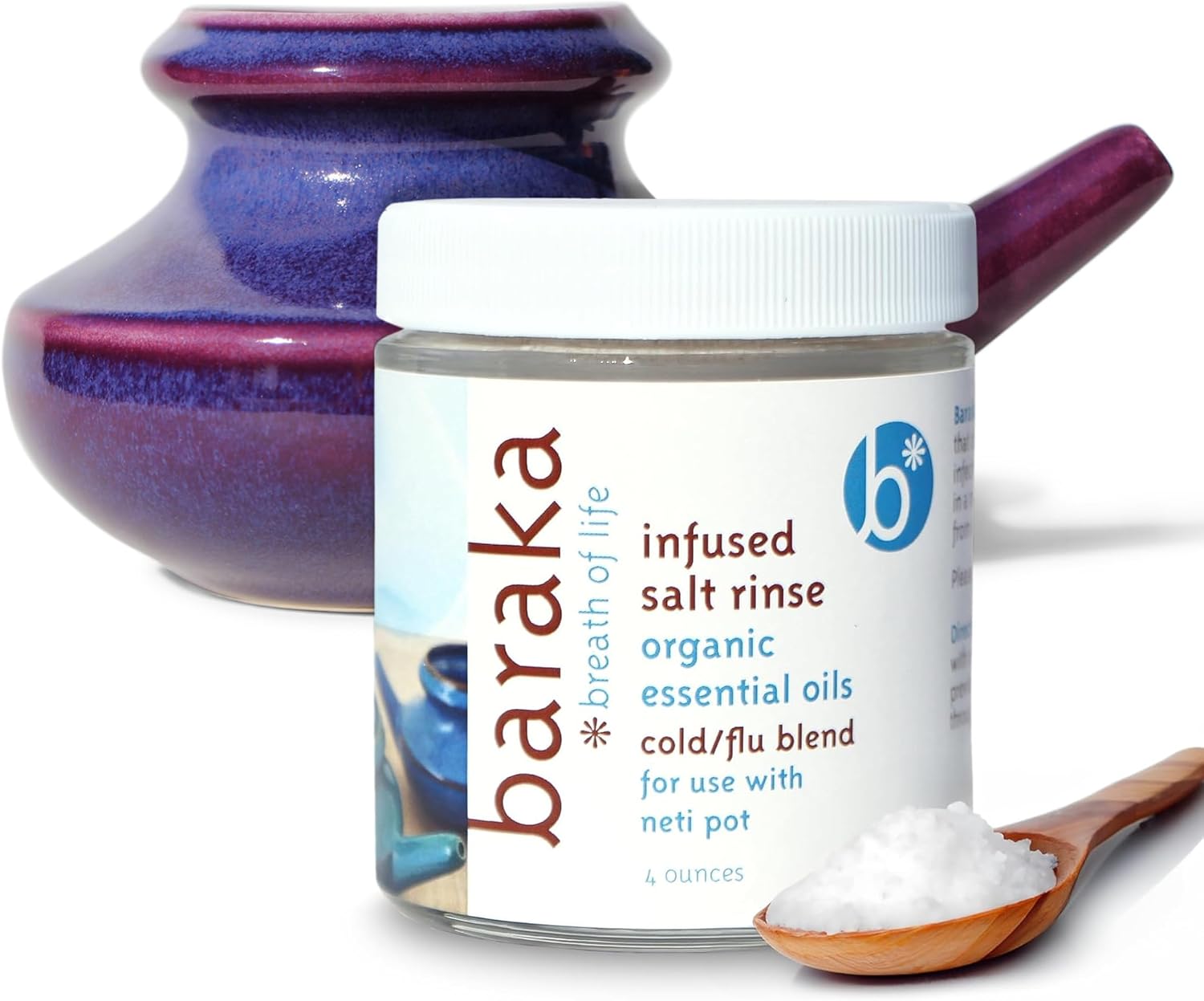 Amazon.com: Baraka Ceramic Neti Pot 10 oz Infused Neti Pot Sea Salt 4 ...