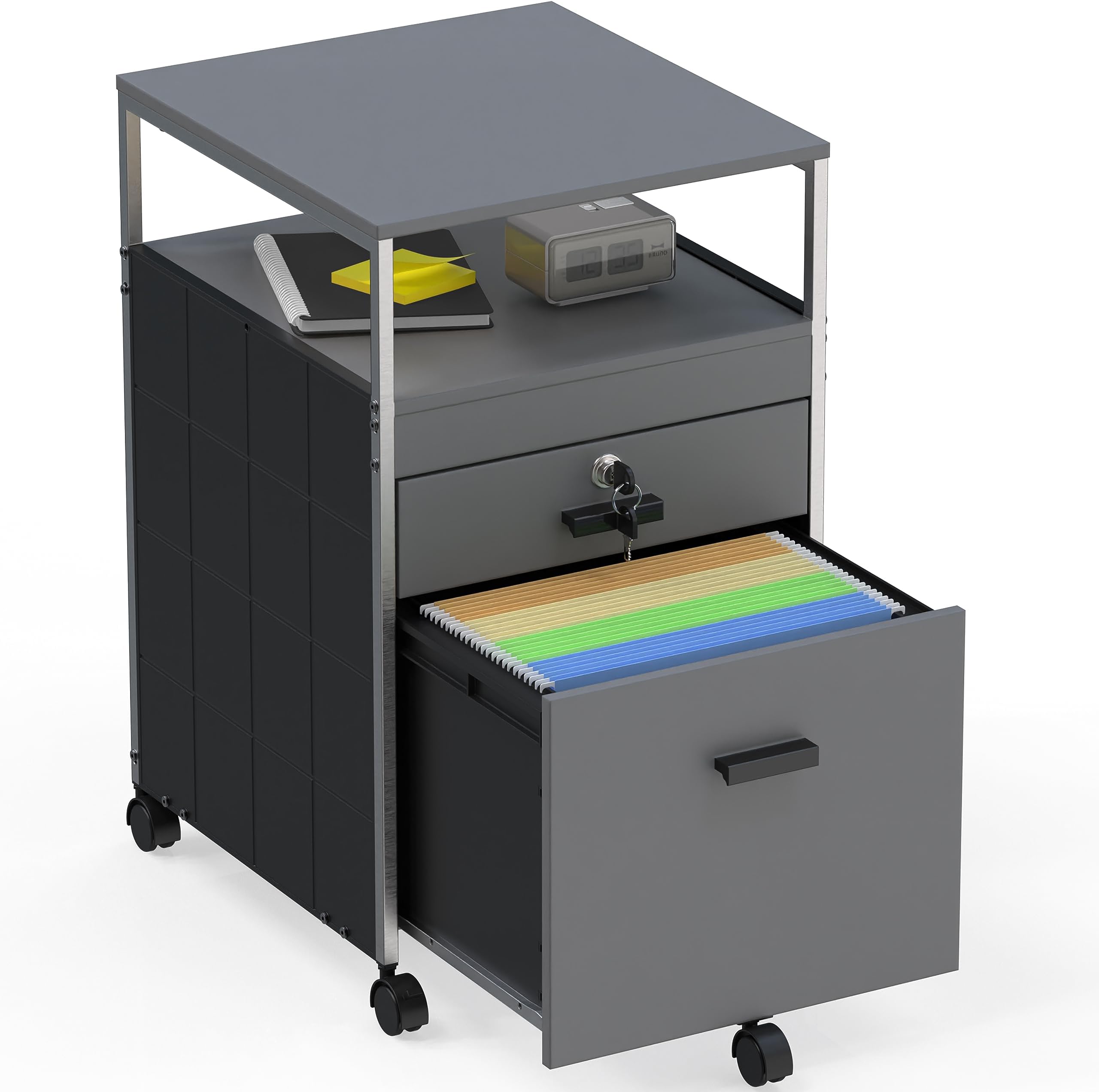 Amazon.com: SHW Rolling Mobile File Cabinet w/ 2 Drawers & Open Shelf ...