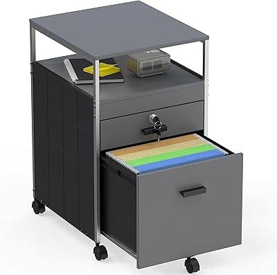 Amazon.com: SHW Rolling File Cabinet w/ 2 Drawers & Open Shelf, Black ...
