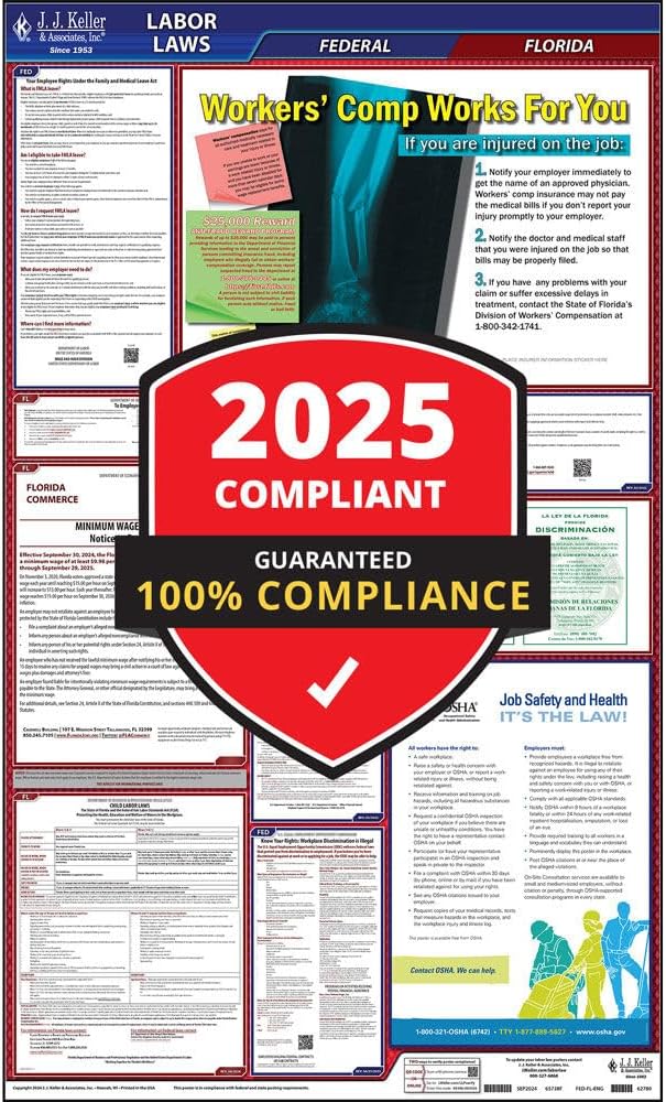 2025 Florida and Federal Labor Law Poster (English, FL State) - OSHA ...