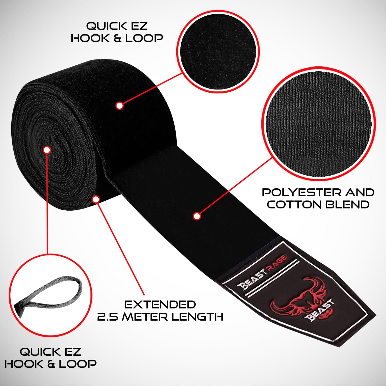Snapklik.com : BEAST RAGE Boxing Hand Wraps 4.5 Meter Martial Arts ...