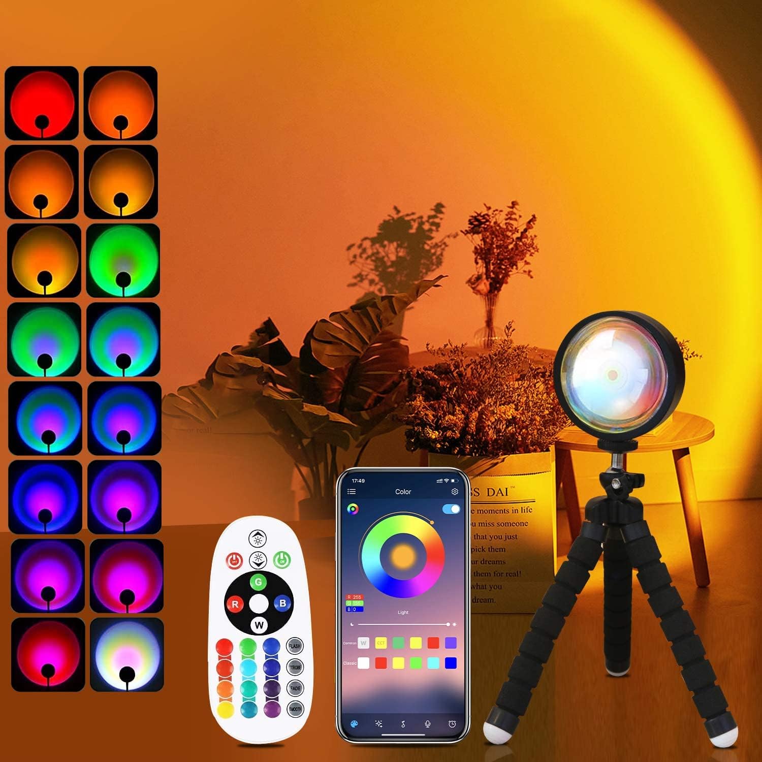 QUIGO Sunset Lamp Projection Led Lights for Bedroom Night Light Mood ...