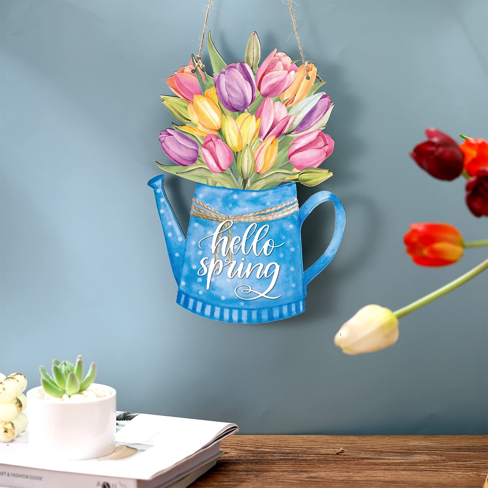 Snapklik.com : Spring Flower Door Sign Spring Door Decor Hello Spring ...