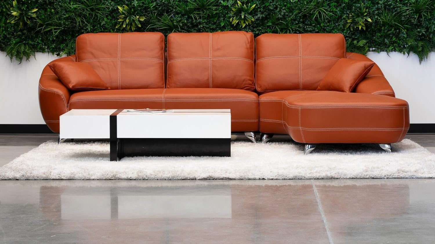 ZURI Furniture Modern Lucy Orange Leather Sectional Nepal | Ubuy