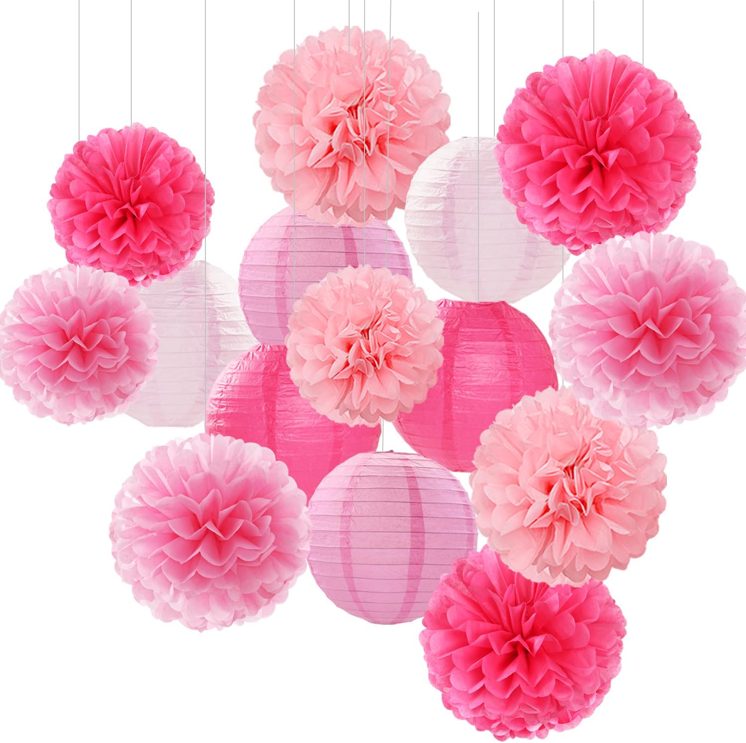 Amazon.com: Light-Hot Pink Party-Decorations Paper-Flowers Lanterns ...