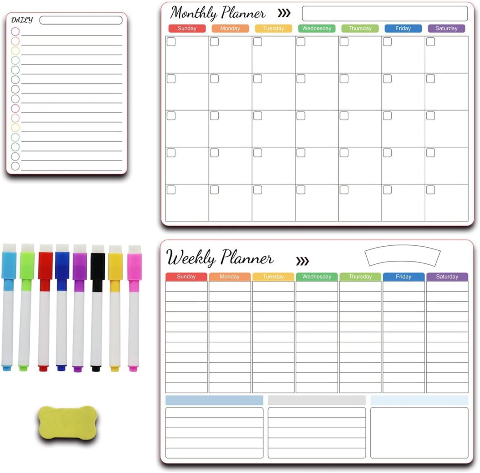 Amazon Basics Magnetic Dry Erase Calendar Whiteboard Set (3-Pack) for ...