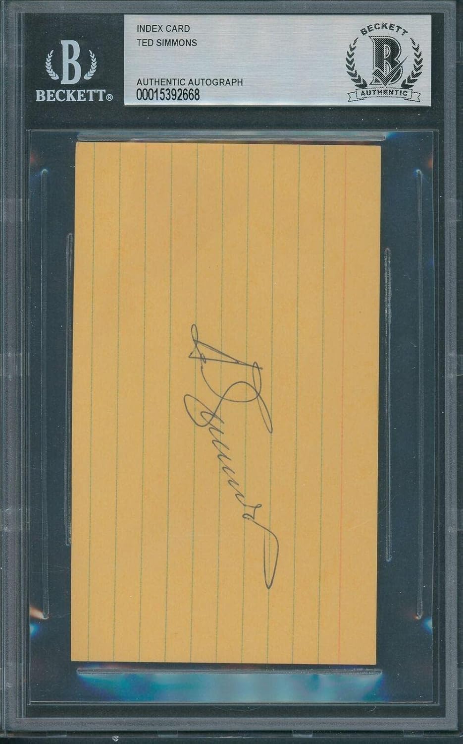 Ted Simmons Signed Index Card Beckett Authentic Autograph *2668 – MLB ...