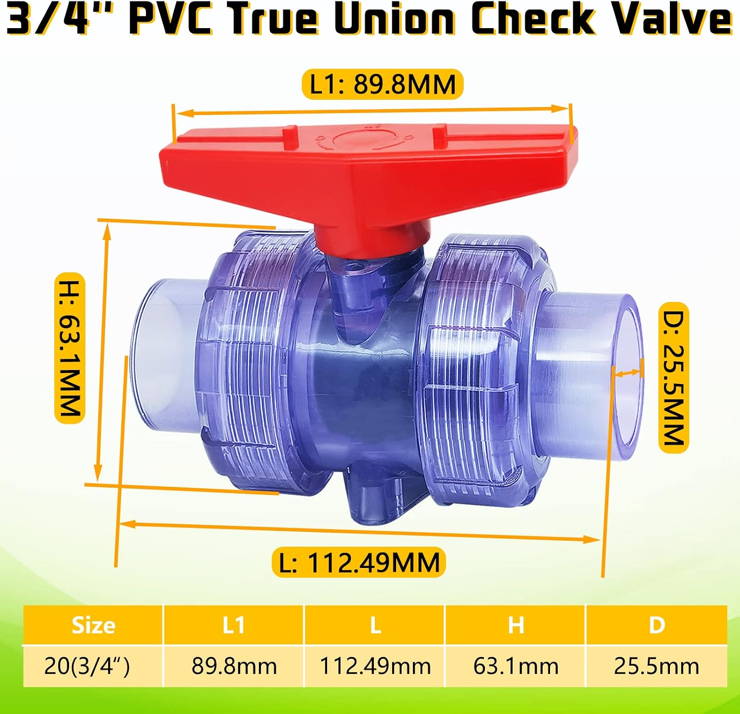 Clear UPVC Ball Valve, 3/4 Inch (DN20) Slip Double Nepal | Ubuy