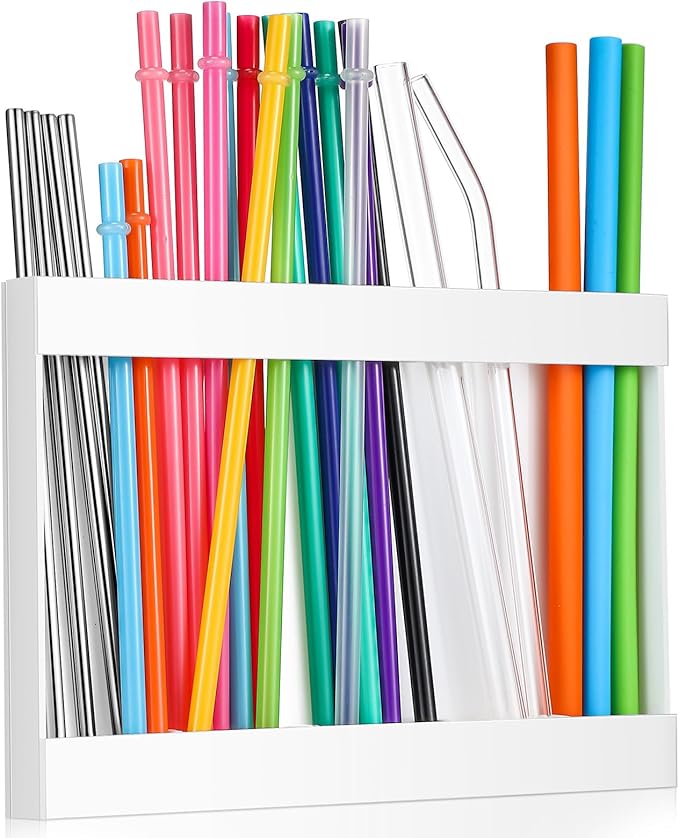 Amazon.com: Qinyoung Acrylic Straw Holder with Double Sided Adhesive ...