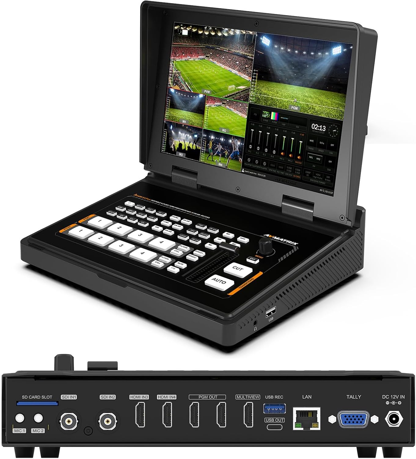 AVMATRIX Shark S4 Plus All-in-one Video Mixer Switcher mit 10.1" LCD ...