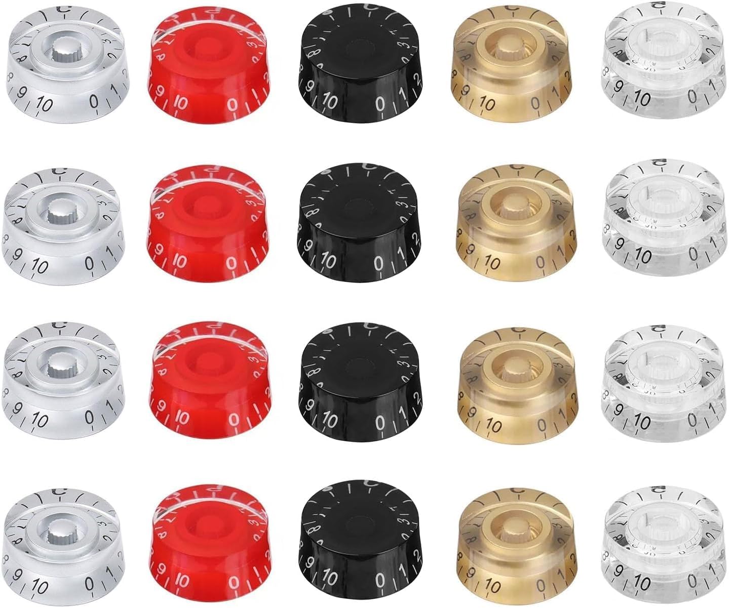 Amazon.com: Samherome 5 Colors 20pcs Clear Digital Electric Guitar Knobs, Premium Acrylic Speed ...