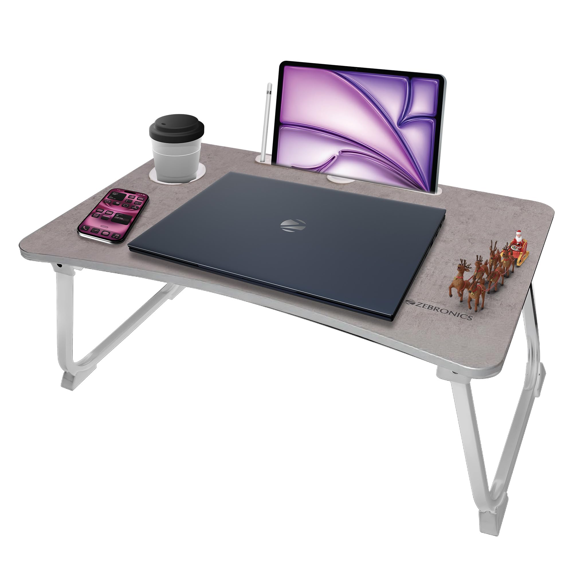ZEBRONICS DOW Y2, Foldable Laptop Table, Cup Holder, Tablet | Pen ...