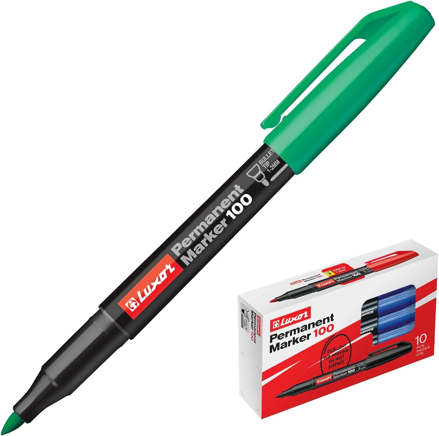 luxor Permanent Marker 100 – Pack von 10 Stifte grün : Amazon.de ...