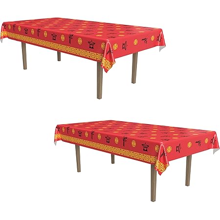 Beistle , 2 Piece Asian Tablecovers, 54" x 108"