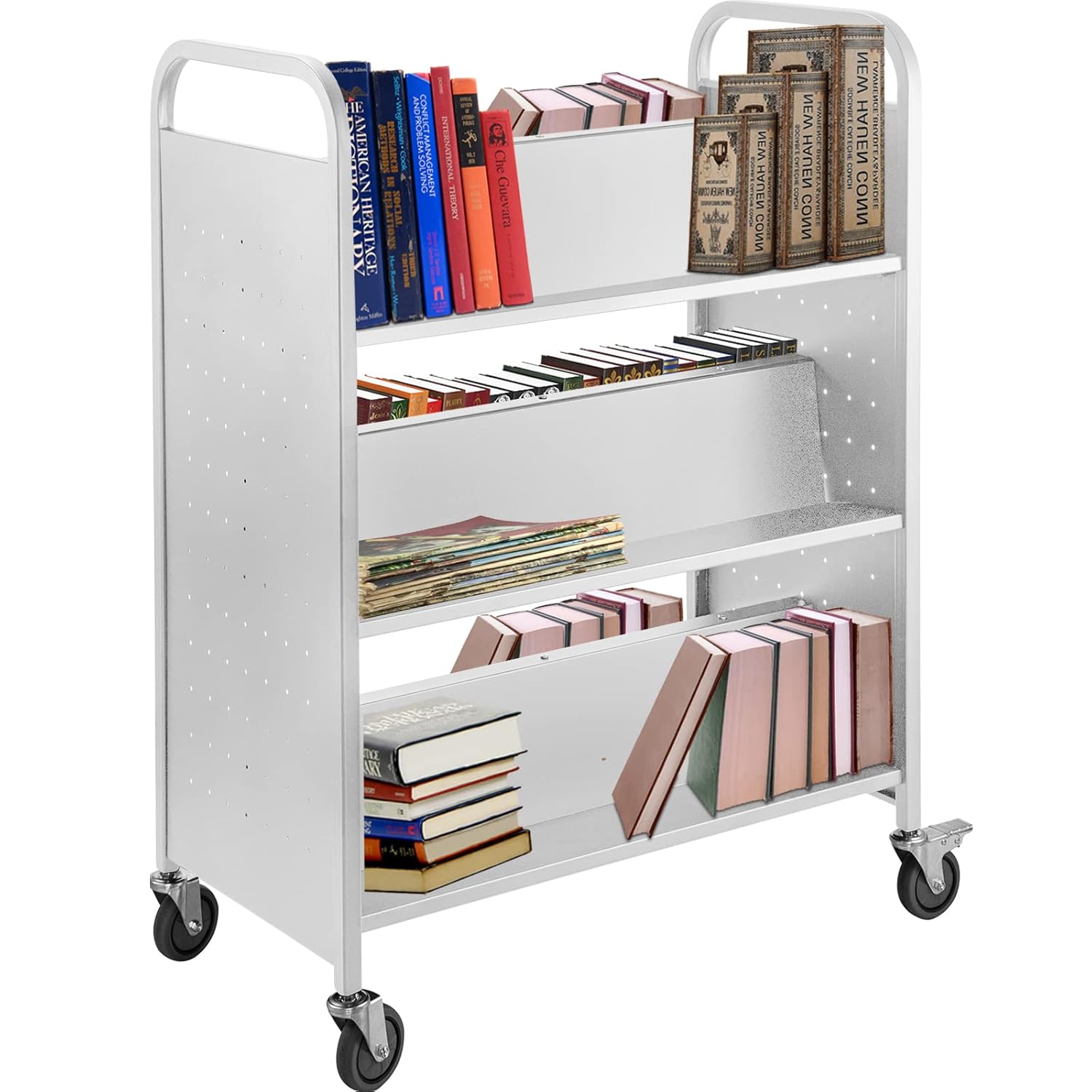 Amazon.com: VEVOR Book Cart, 200lbs Library Cart, 35x19x49 Inch Rolling ...