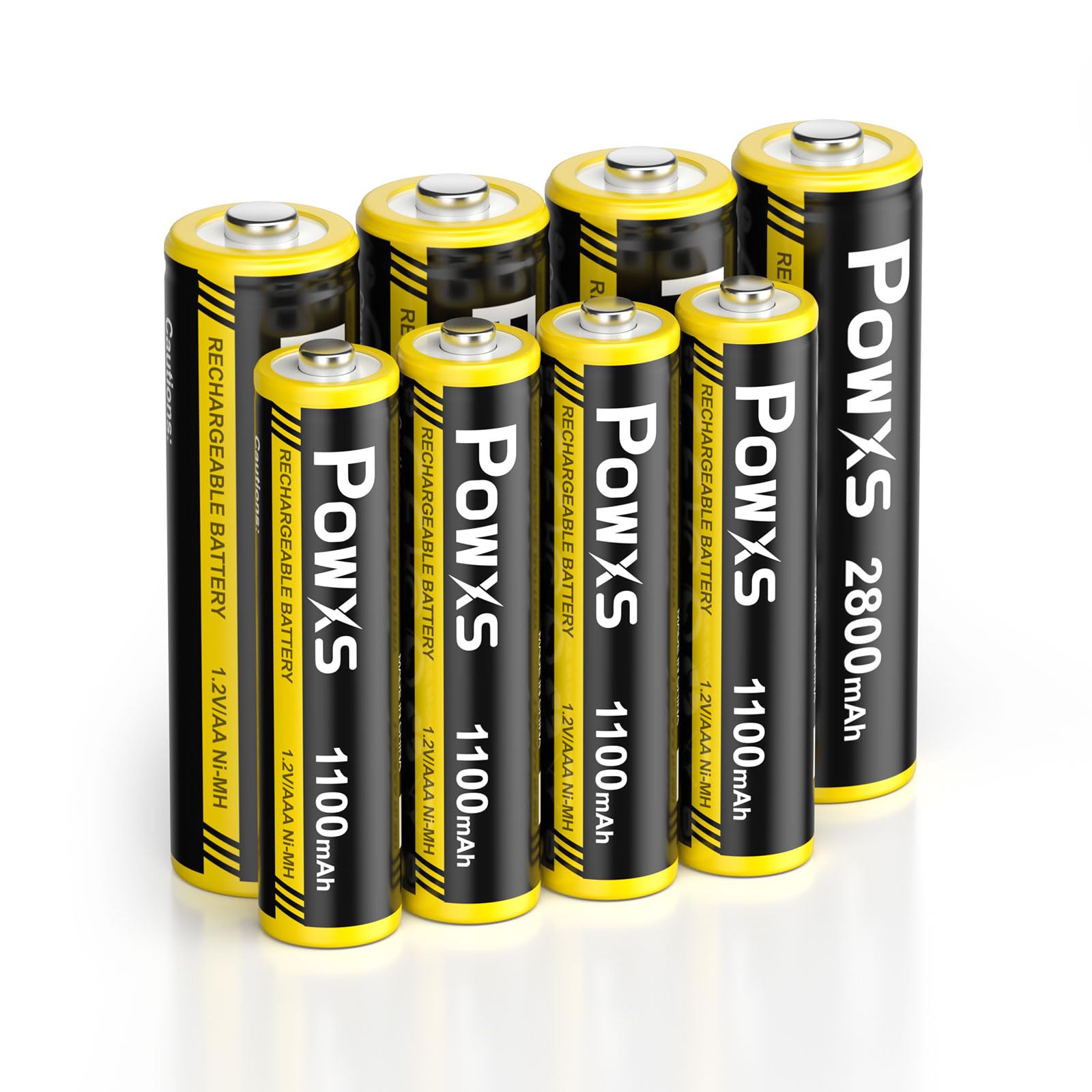 POWXS AA and AAA Rechargeable Batteries Set - 8 Pack Rechargeable ...