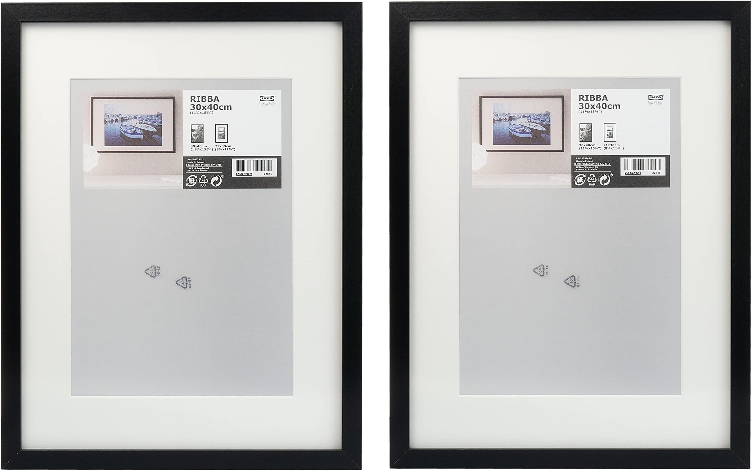 Ikea RIBBA Chunky Box Photo Frames, 30 x 40 Centimetres (With 21 x 30 ...