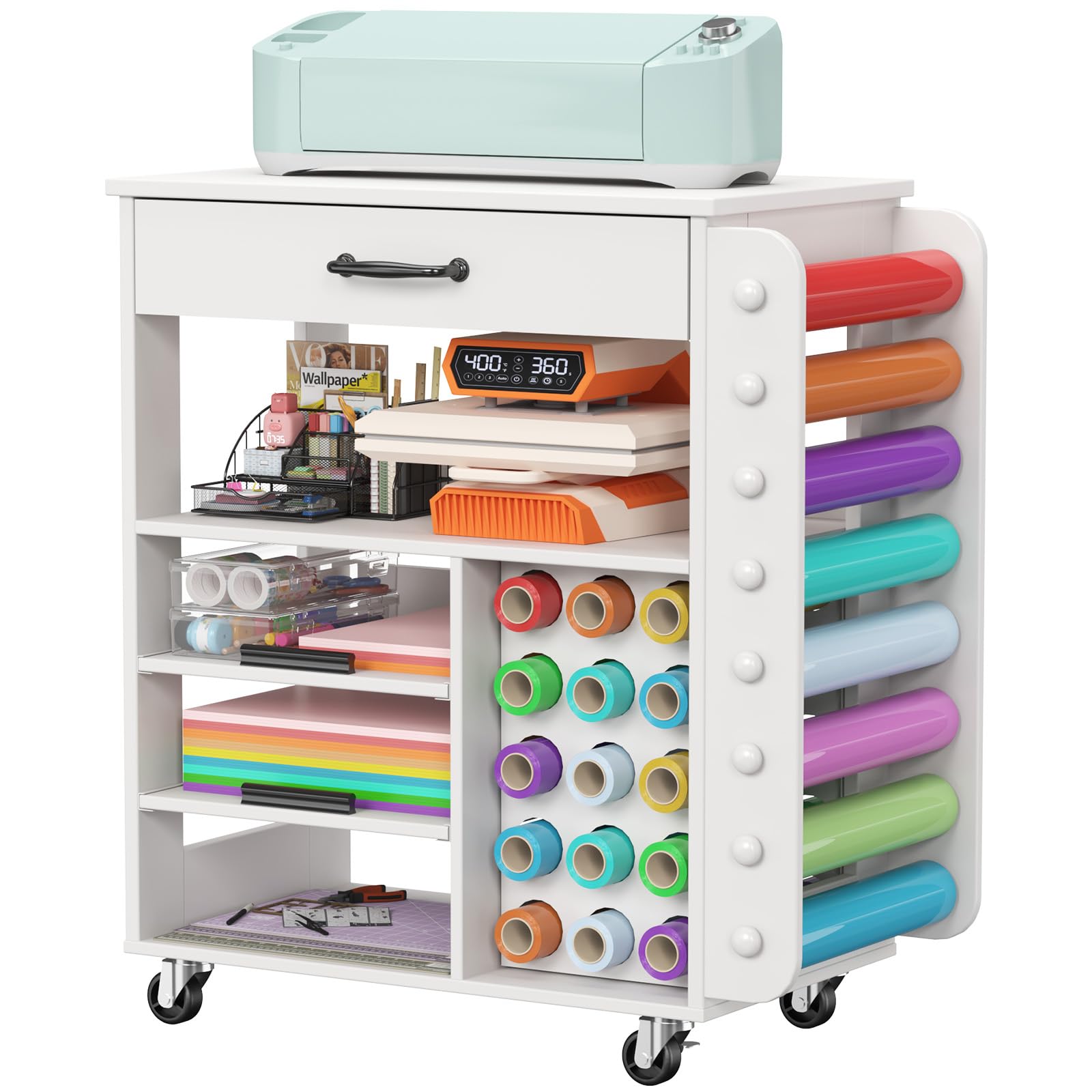 Amazon.com: Lifewit Rolling Craft Cart with Pull-Out Tray and Drawer ...