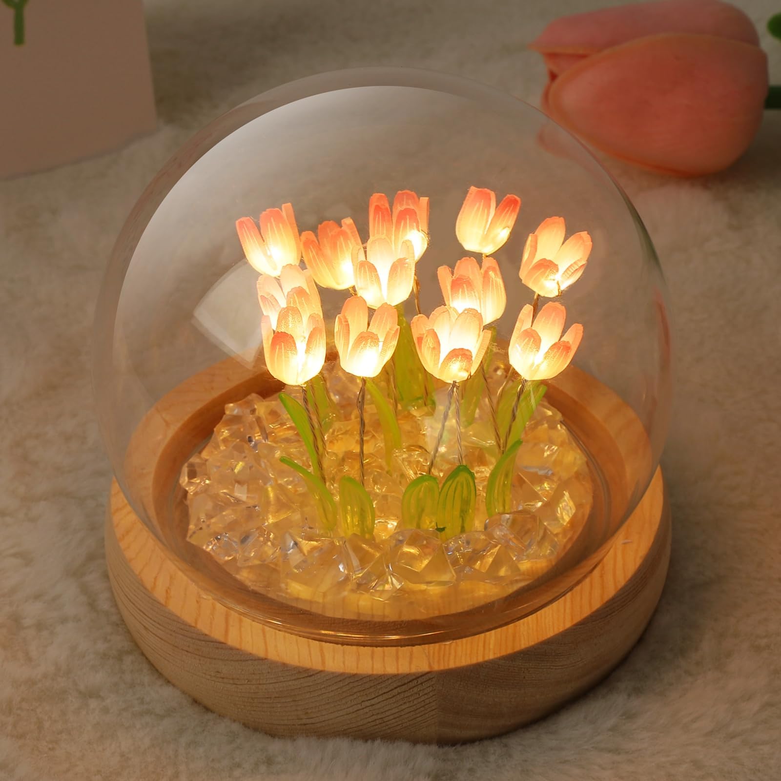 mimagogo Tulip Night Light Cute DIY Tulip Flower Table Lamp Decorative ...